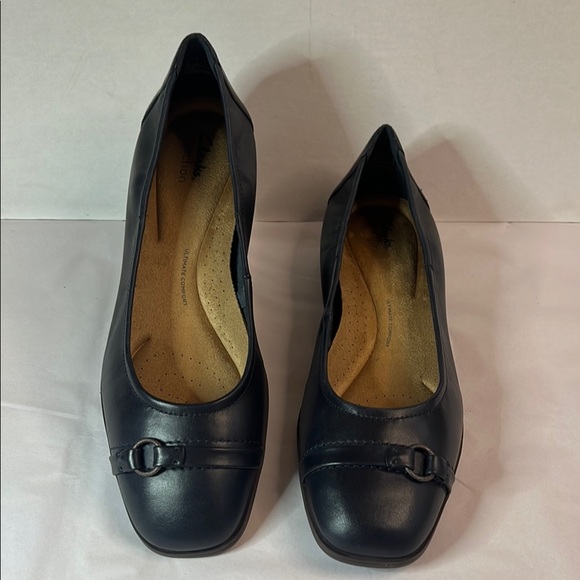 Clarks | Shoes | Clarks Lyrical Sky Navy Leather Shoes Wide Width ...